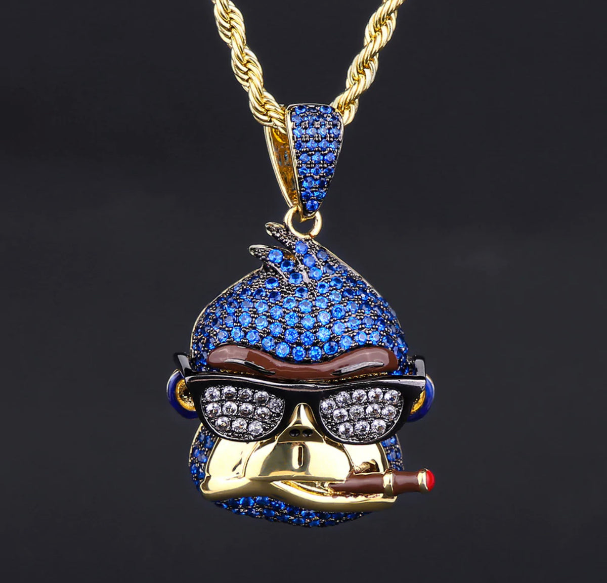 14k Iced Out Monkey Pendant Necklace – VVS Vaughn